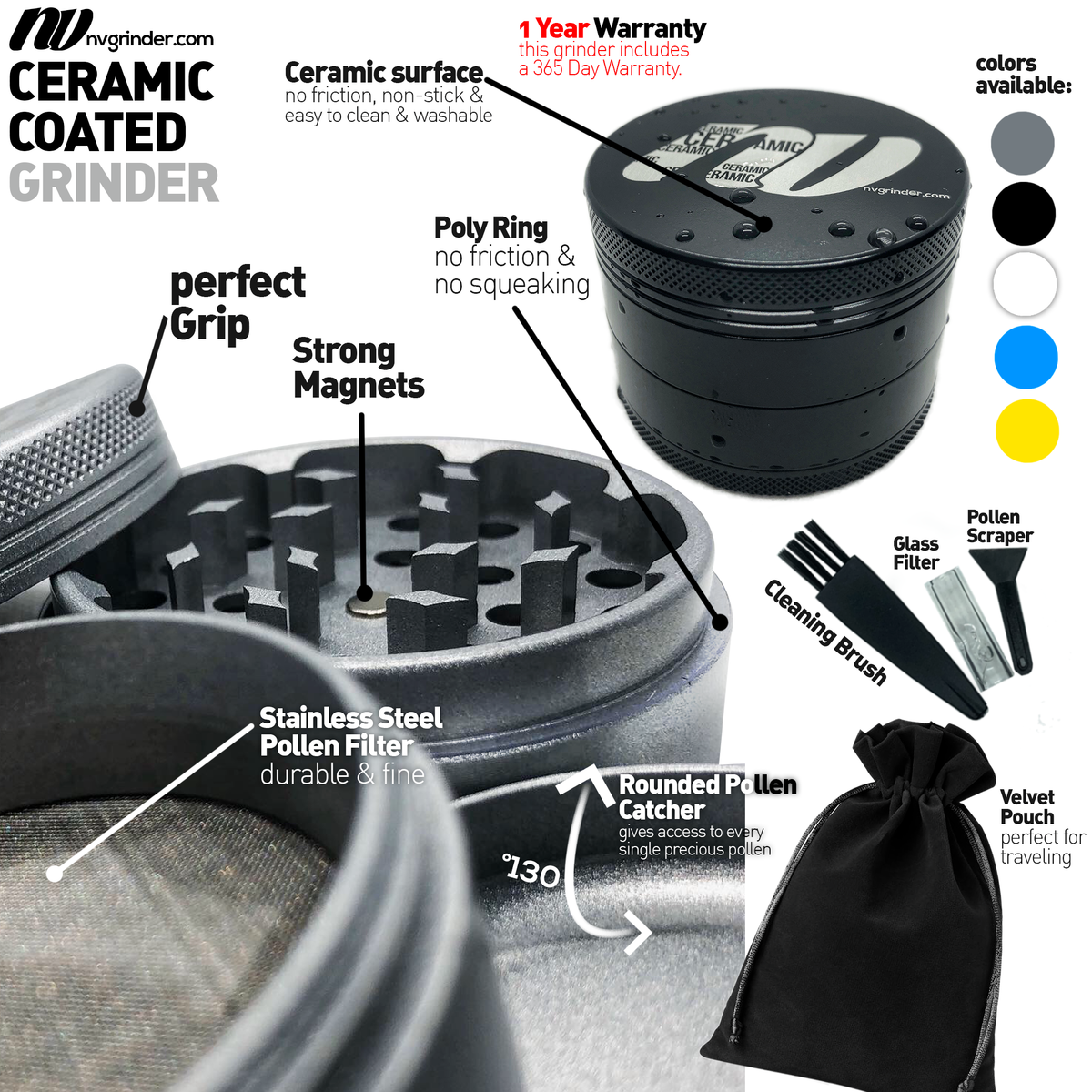 Ceramic coated Grinder - 4-piece - Ø63mm – nvgrinder